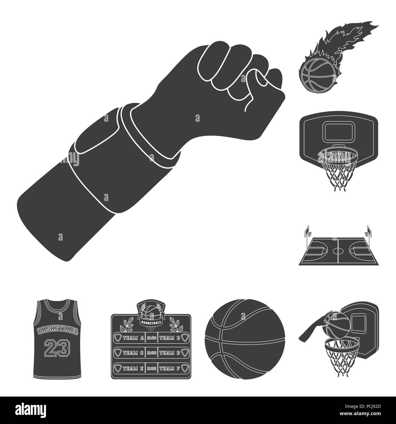 Basketball and attributes black icons in set collection for design ...