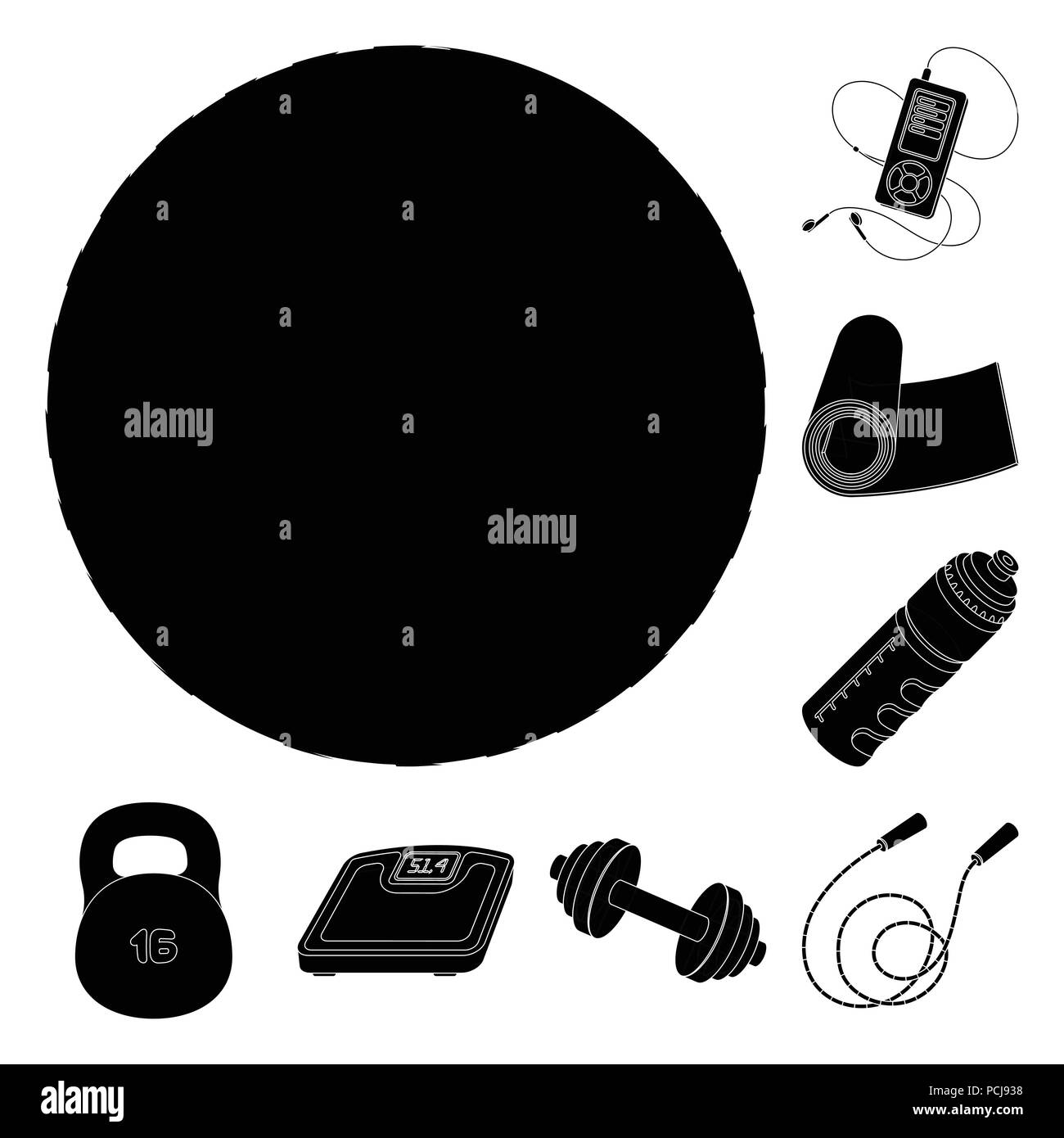 Gym and training black icons in set collection for design. Gym and ...