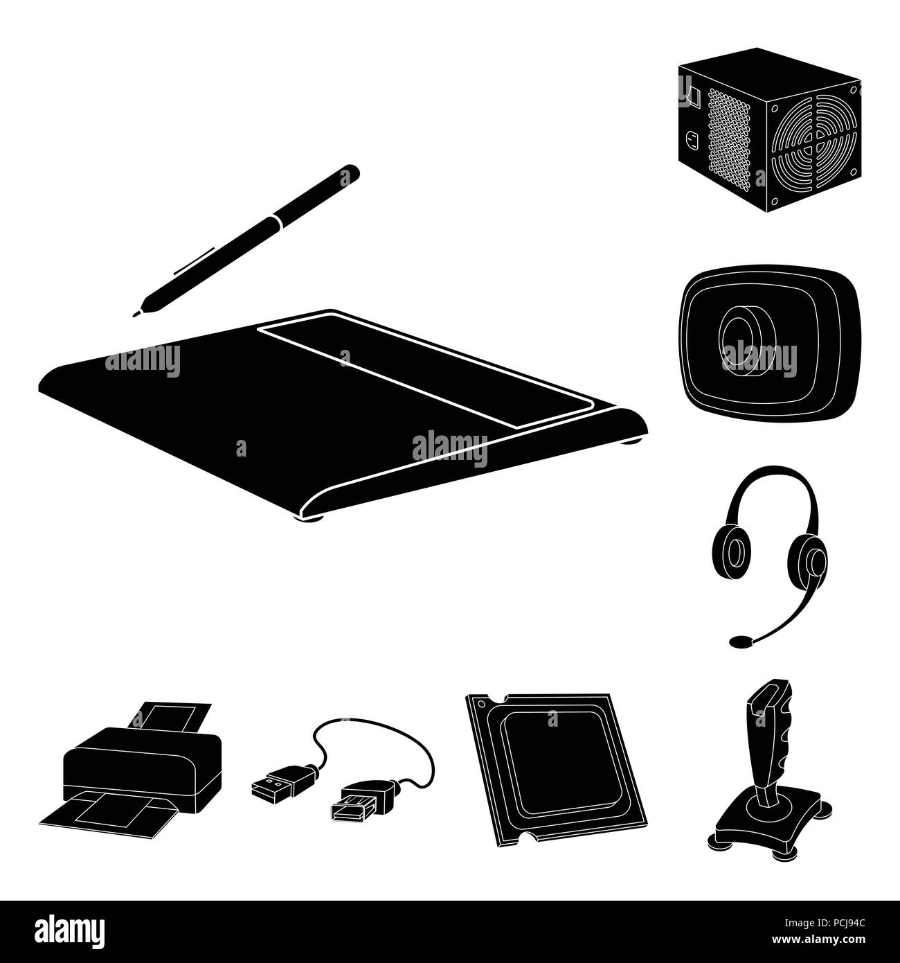 Personal computer black icons in set collection for design. Equipment ...