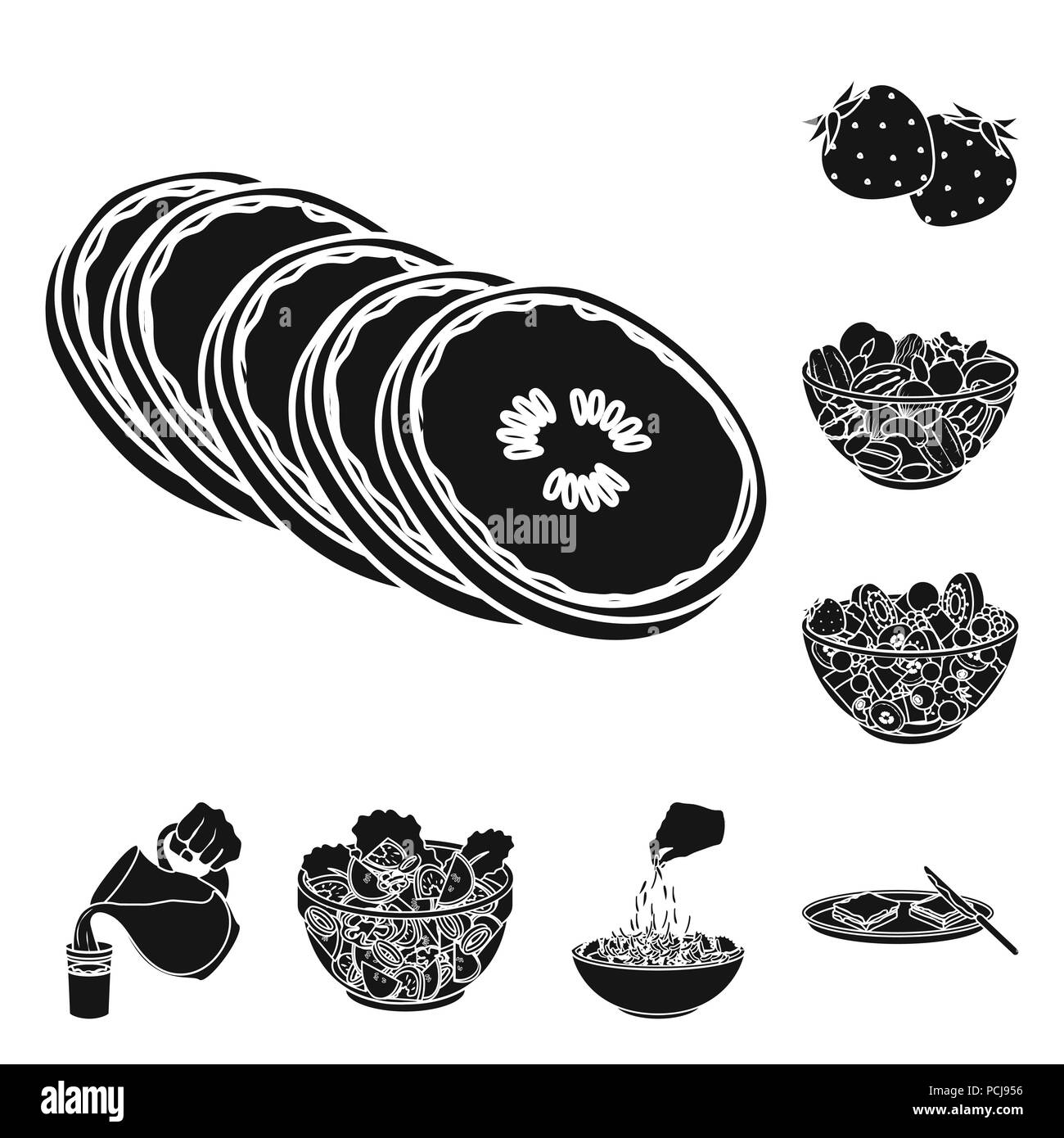 Dessert fragrant black icons in set collection for design. Food and ...