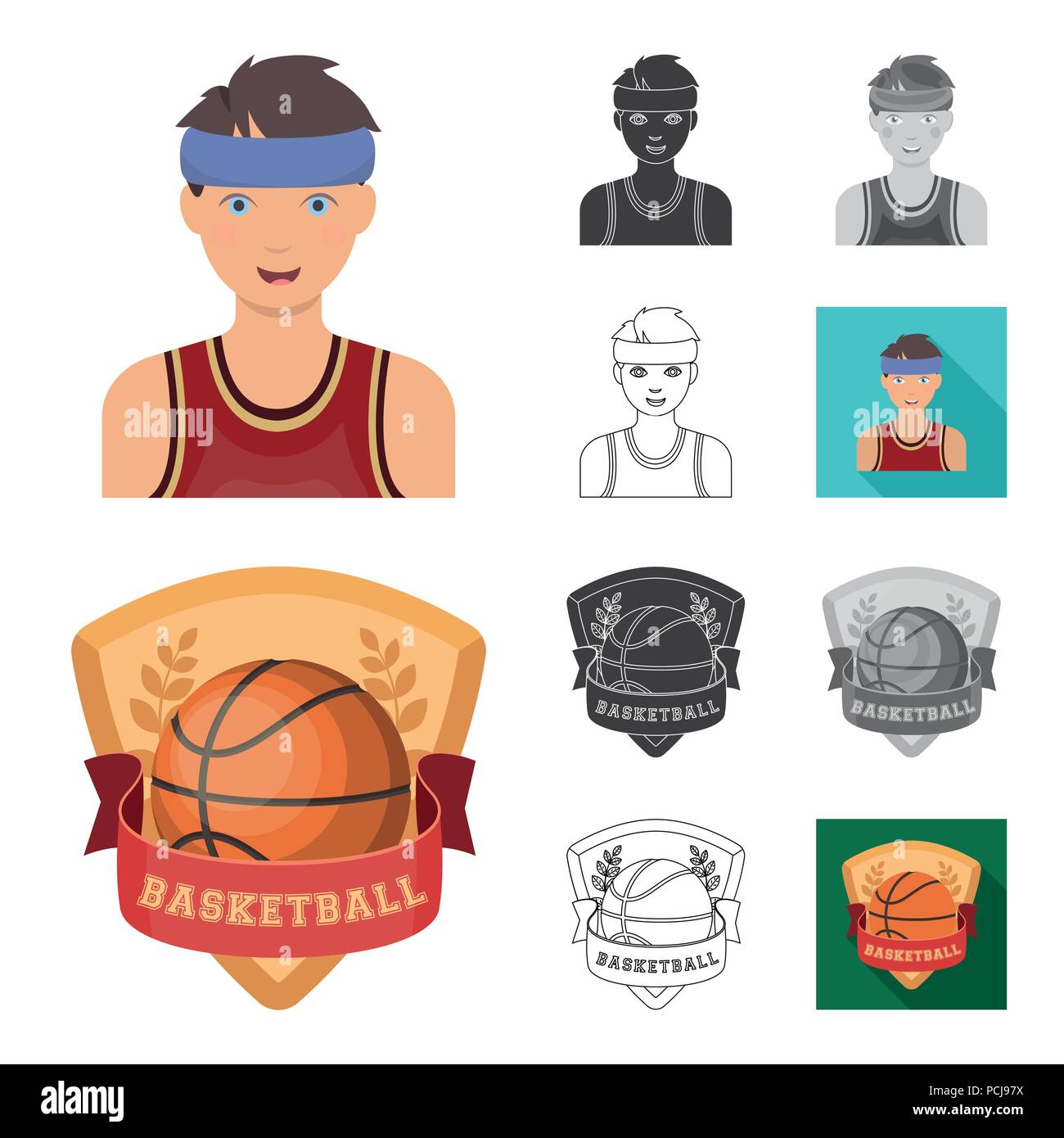 Basketball and attributes cartoon,black,flat,monochrome,outline icons ...