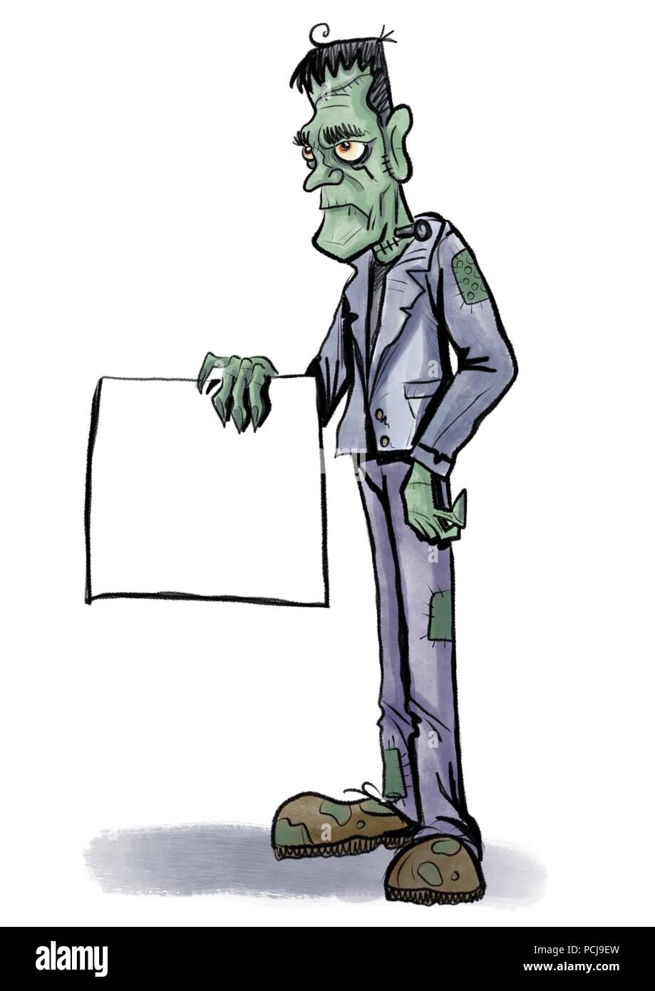 frankenstein monster holding a blank sign Stock Photo - Alamy