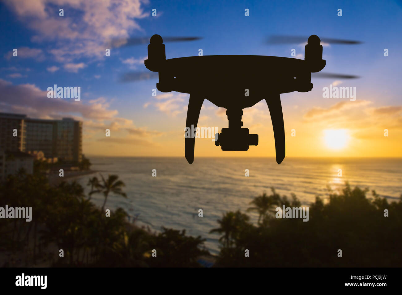 Back of Unmanned Aircraft System (UAV) Quadcopter Drone Isolated on ...