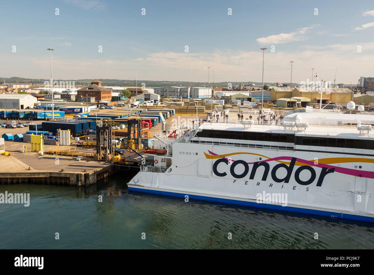 A Condor ferry in Poole Harbour, headed for the Channel Islands Stock ...