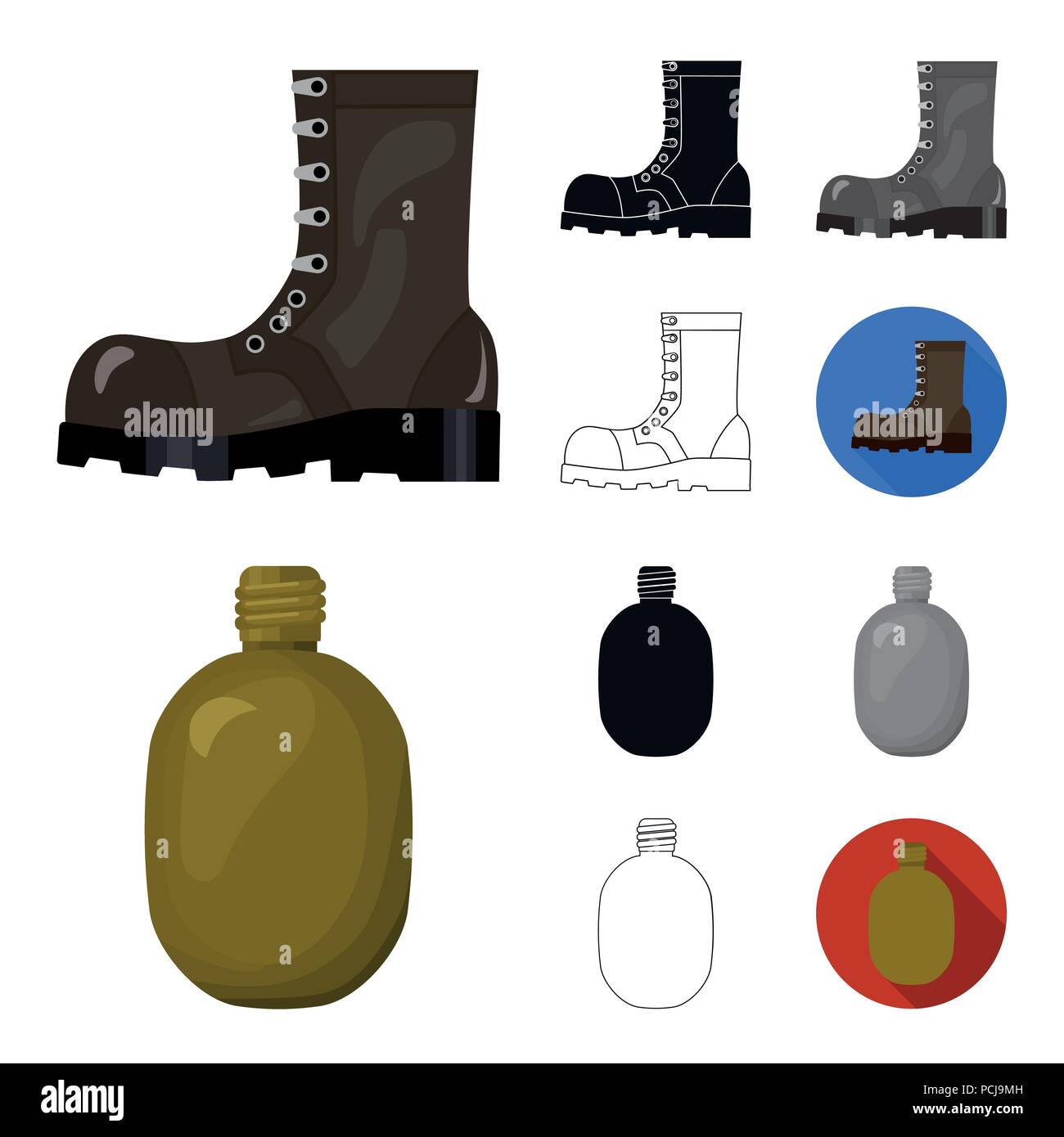 Army and armament cartoon,black,flat,monochrome,outline icons in set ...