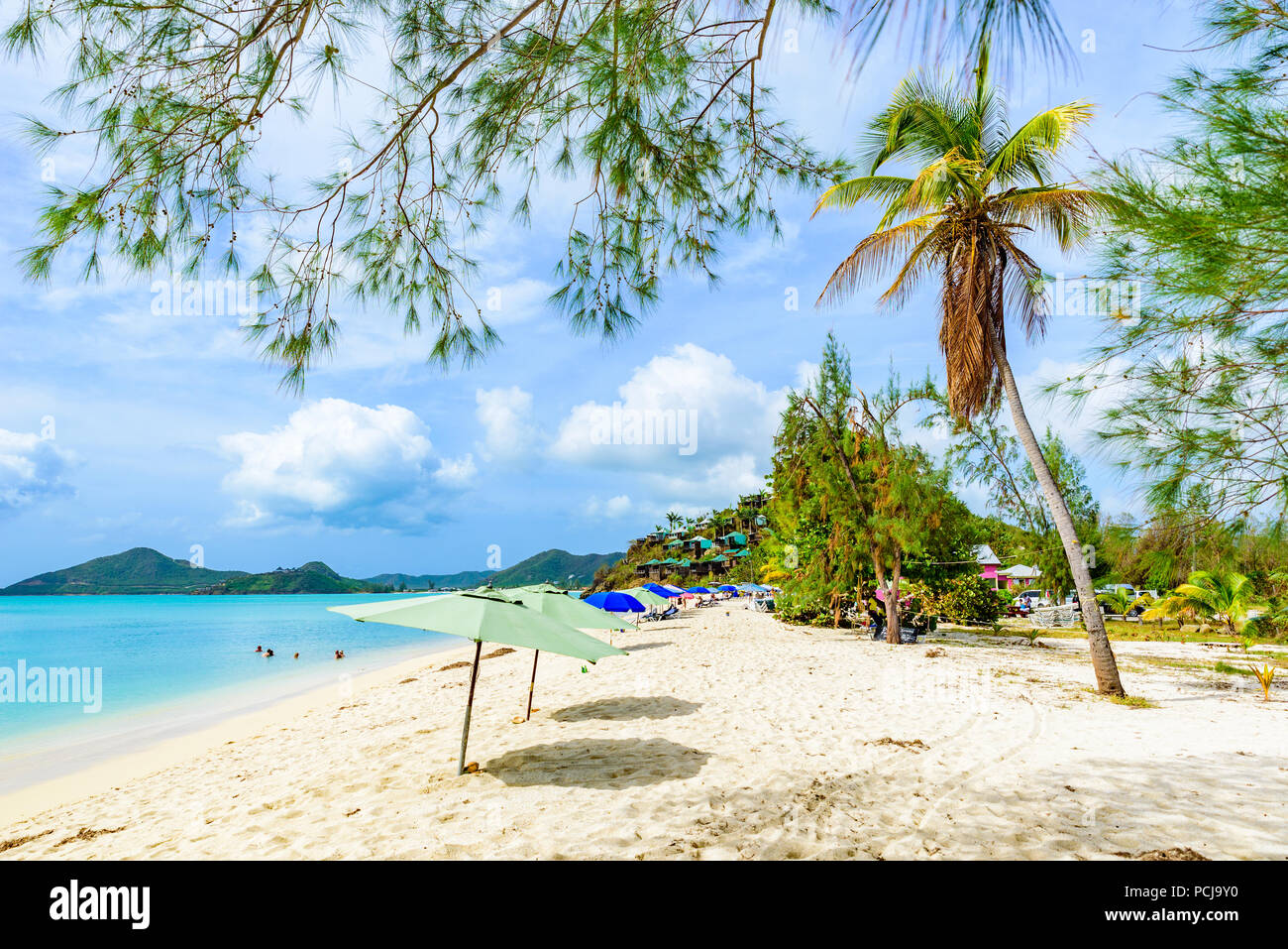 Valley Church Beach, paradise bay at tropical island Antigua in the ...