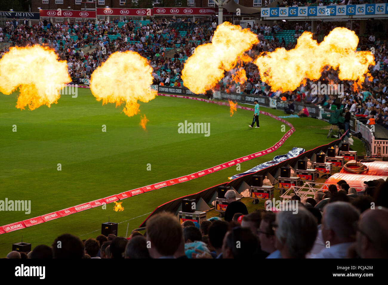Gas flame burners burner being fired in celebration during a 20 / 20 ...