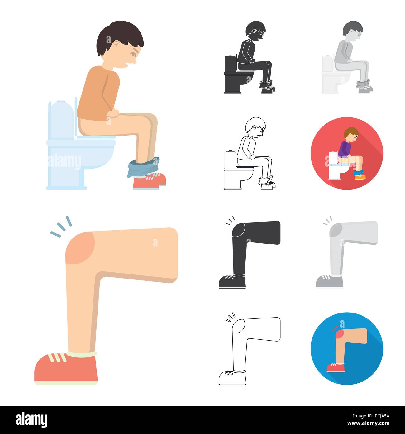 The sick man cartoon,black,flat,monochrome,outline icons in set ...