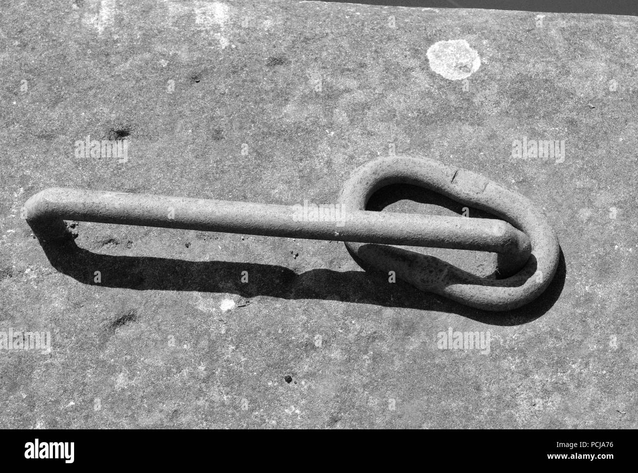 Iron tether ring, black and white Stock Photo - Alamy