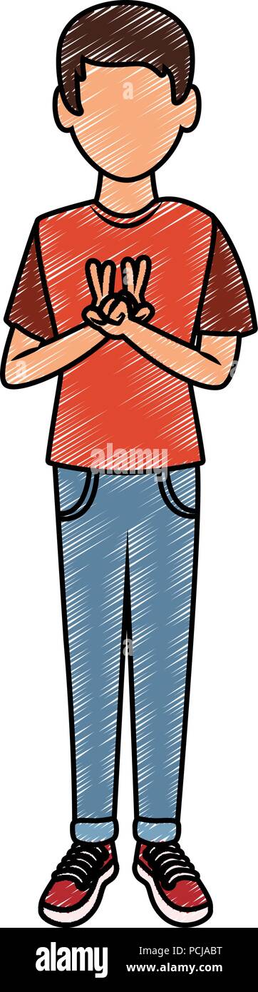 Man doing peace sign Stock Vector Images - Alamy
