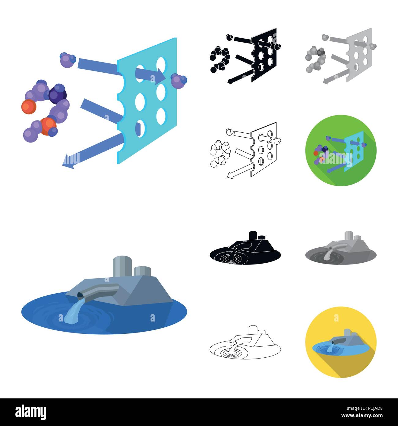 Water filtration system cartoon,black,flat,monochrome,outline icons in ...