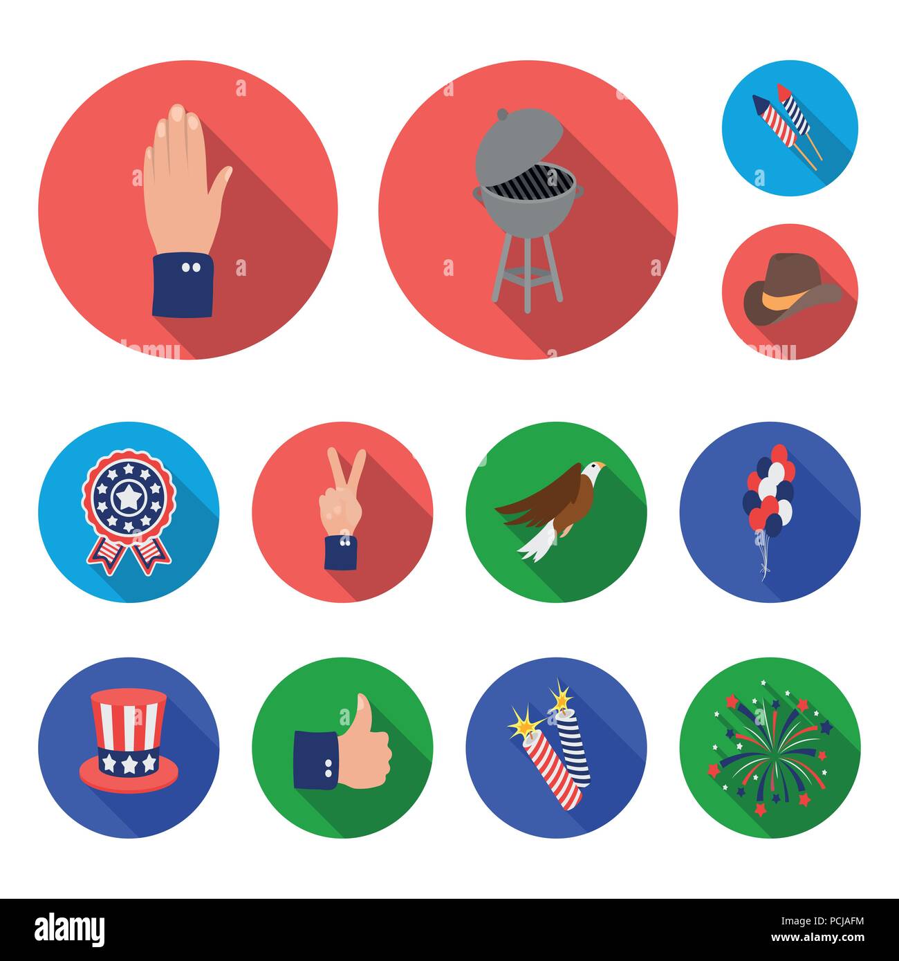 Day of Patriot, holiday flat icons in set collection for design ...
