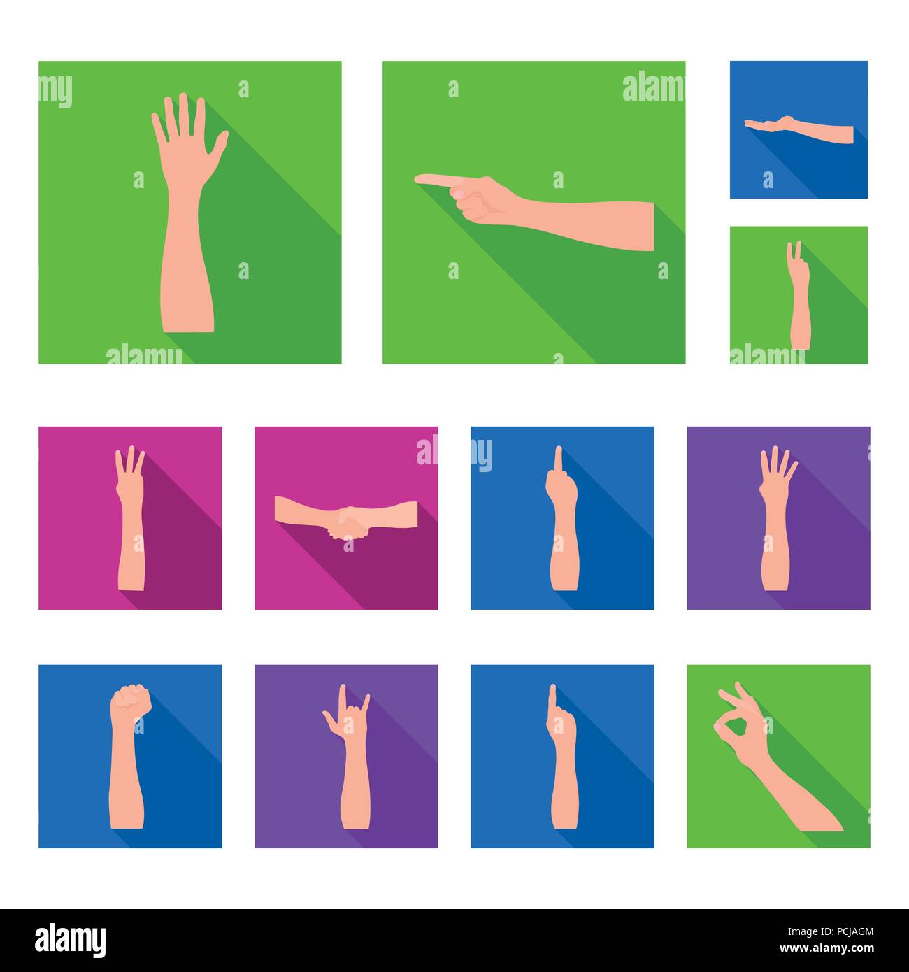 Gestures and their meaning flat icons in set collection for design ...