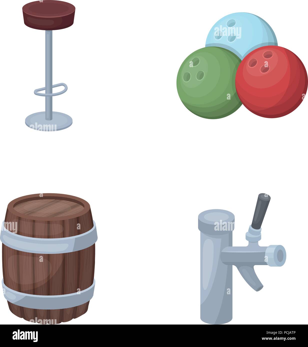 Restaurant, cafe, chair, bowling ball .Pub set collection icons in ...