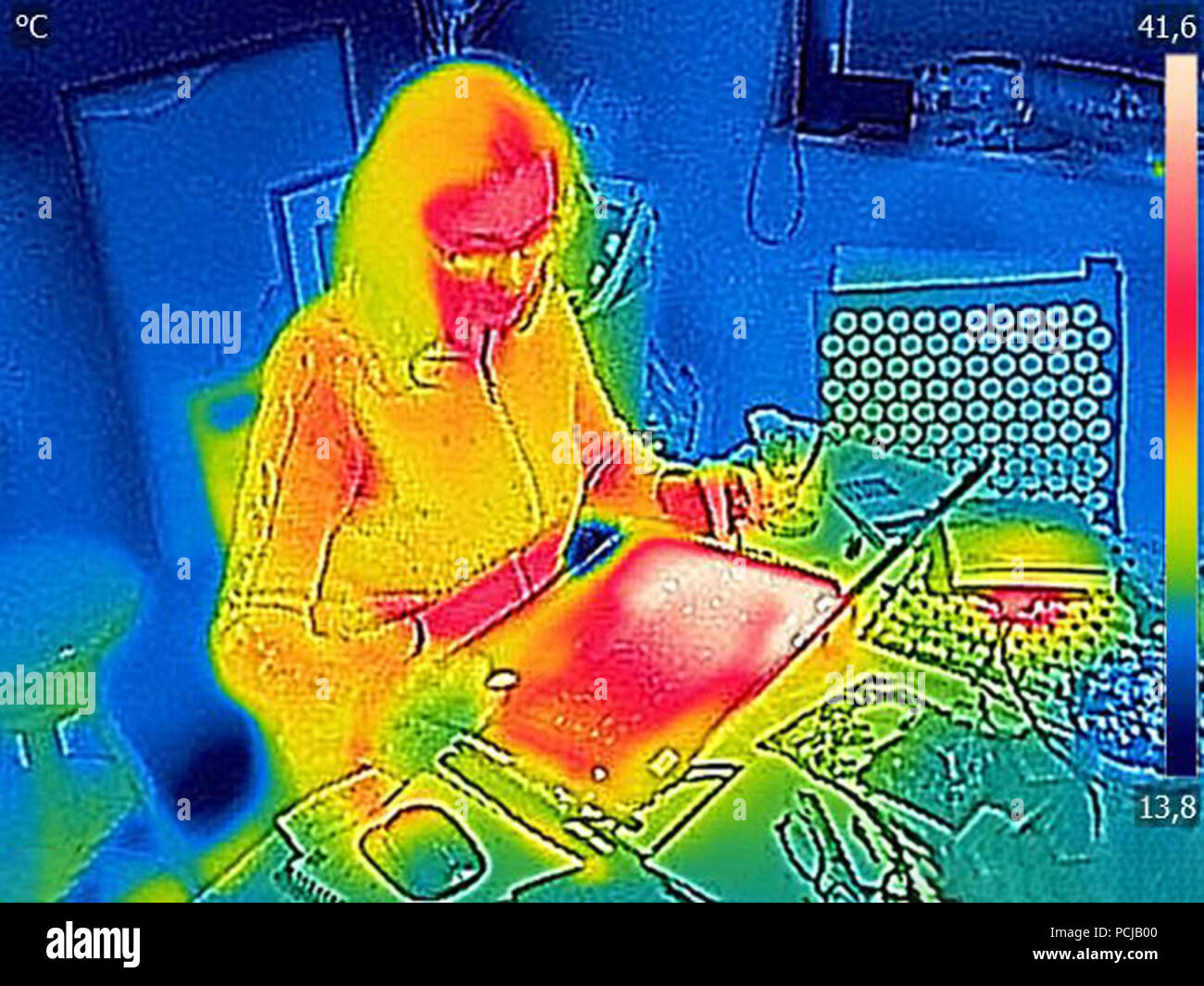 Thermal image Photo while woman on a laptop Stock Photo - Alamy