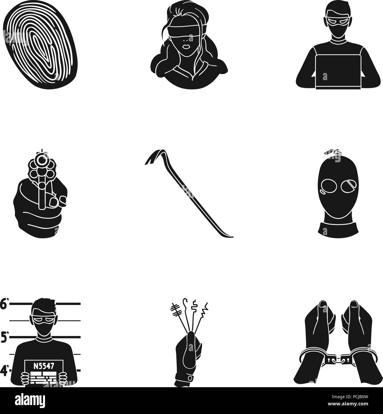 Crime set icons in black style. Big collection of crime vector symbol ...