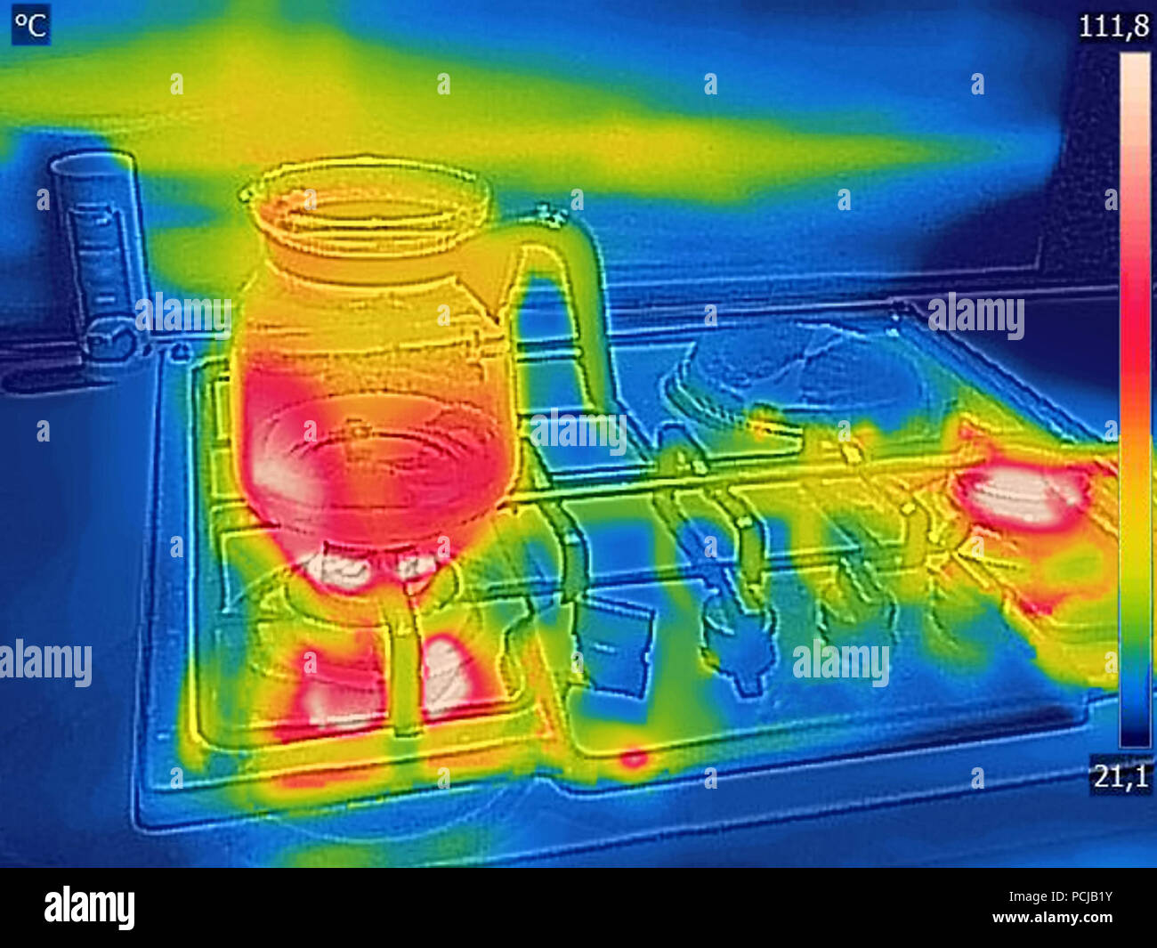 Thermal image Photo while cooking tea on a gas stove Stock Photo - Alamy