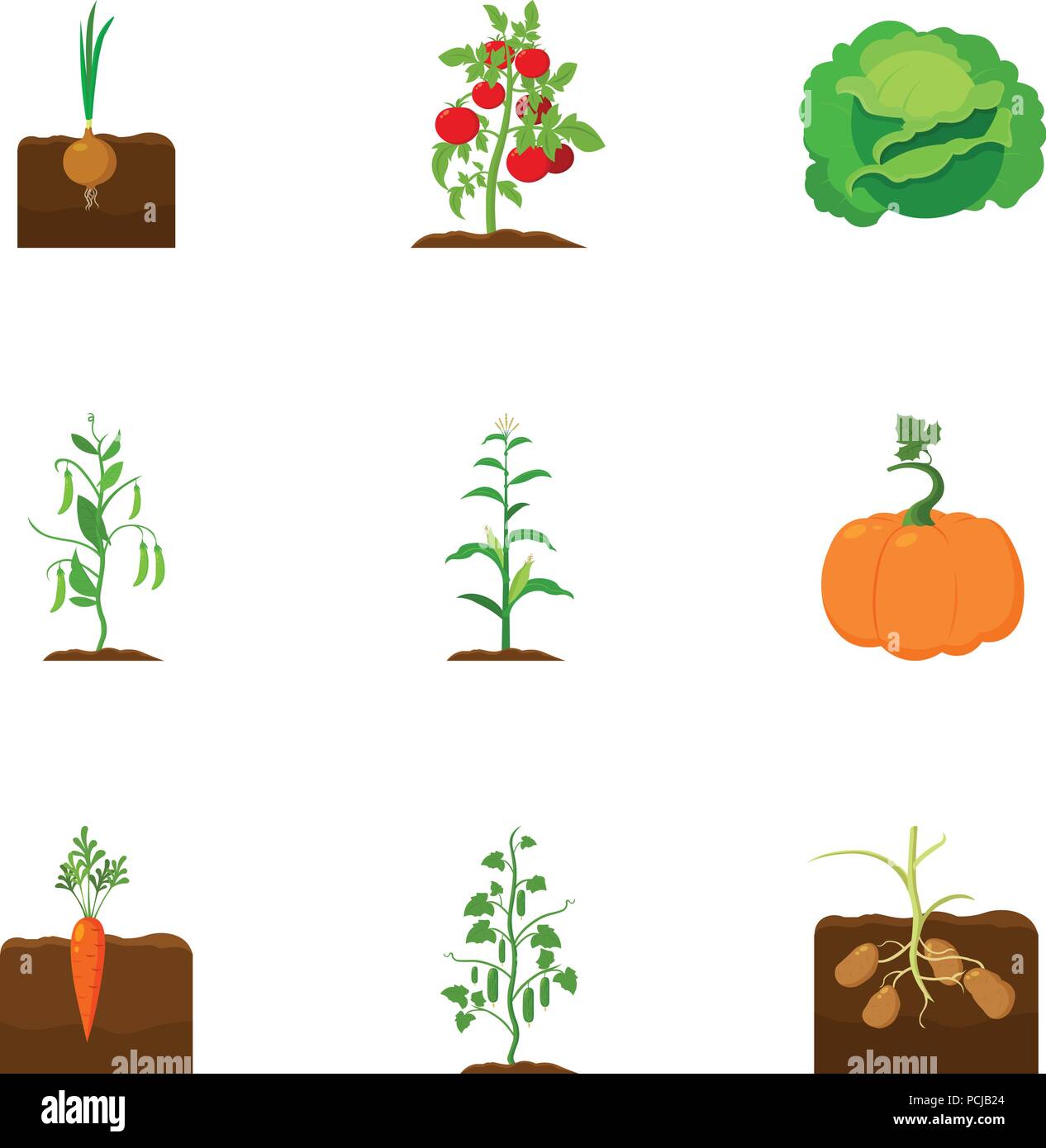 Plant set icons in cartoon style. Big collection of plant vector symbol ...