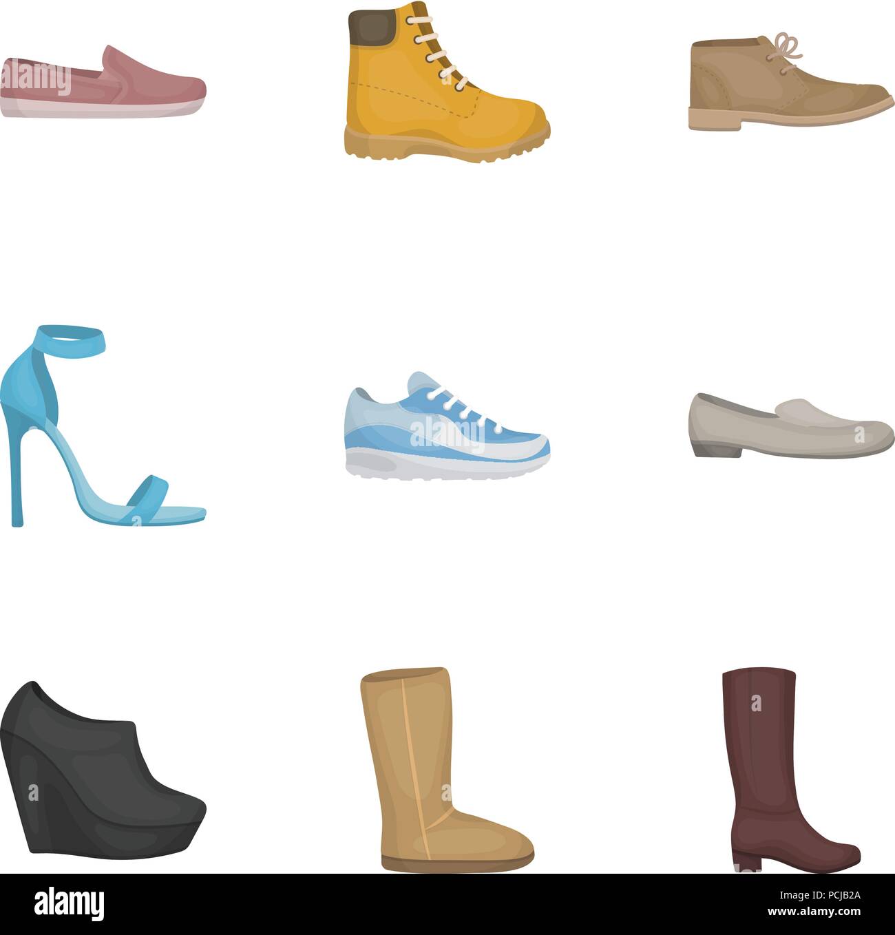 Shoes set icons in cartoon style. Big collection of shoes vector symbol ...