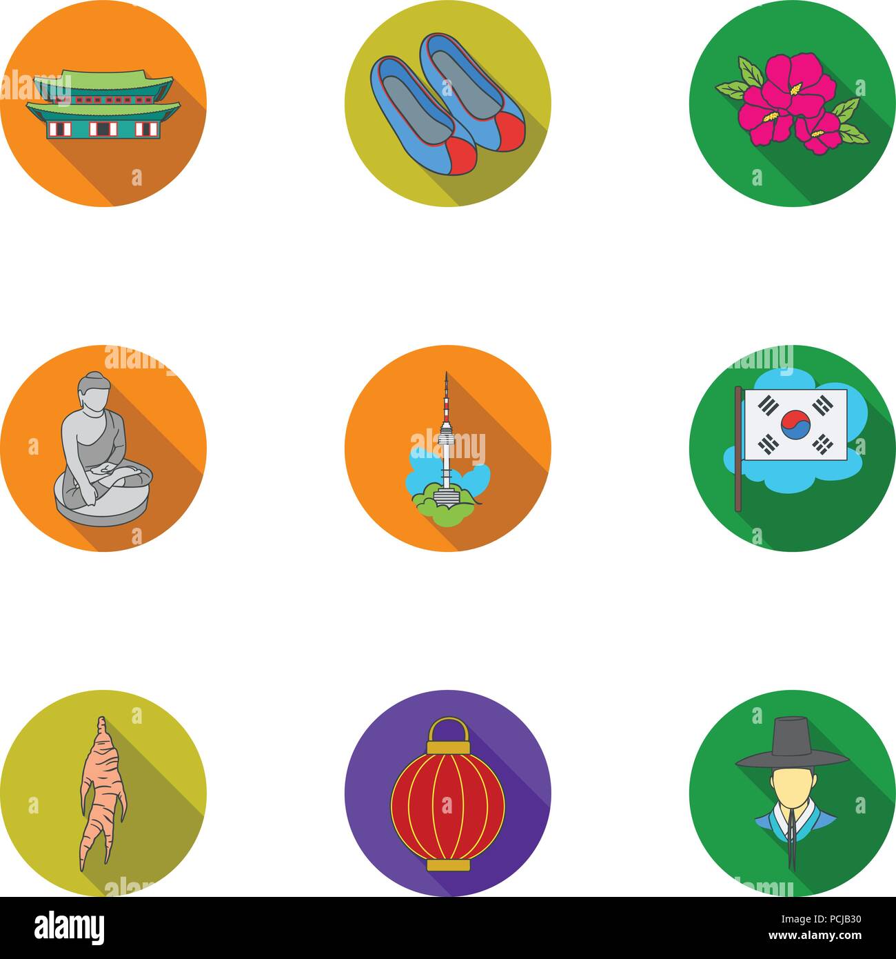 South Korea set icons in flat style. Big collection of South Korea ...