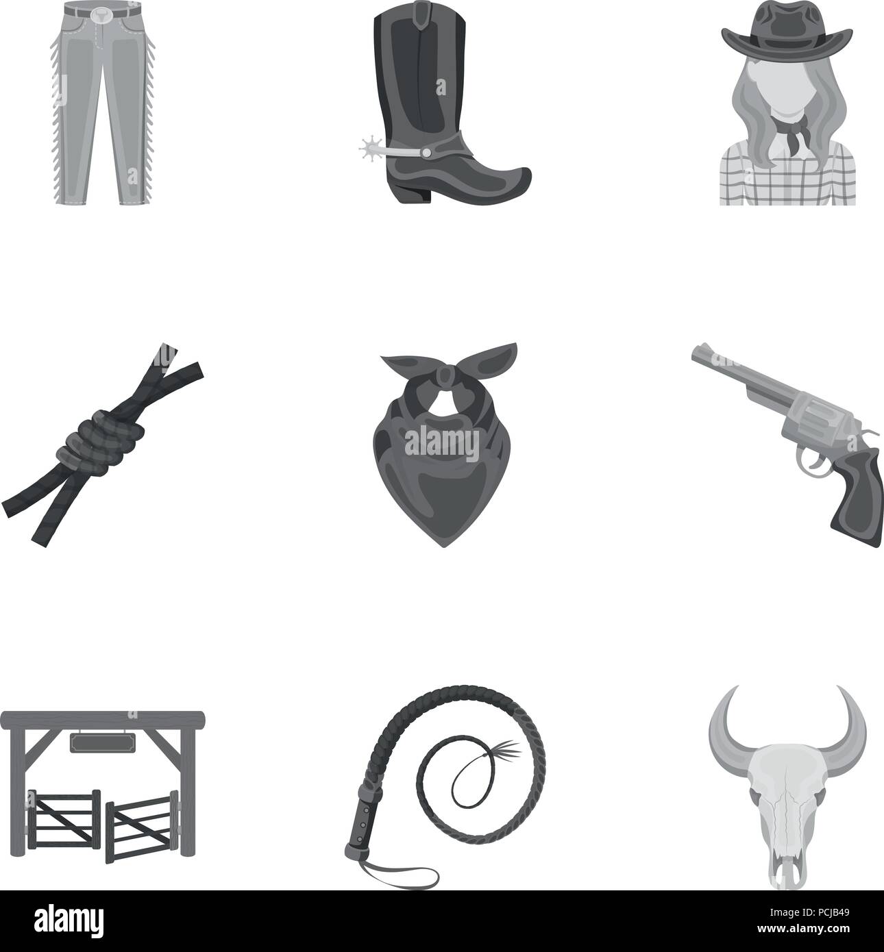 A set of pictures about cowboys. Cowboys on the ranch, horses, weapons ...