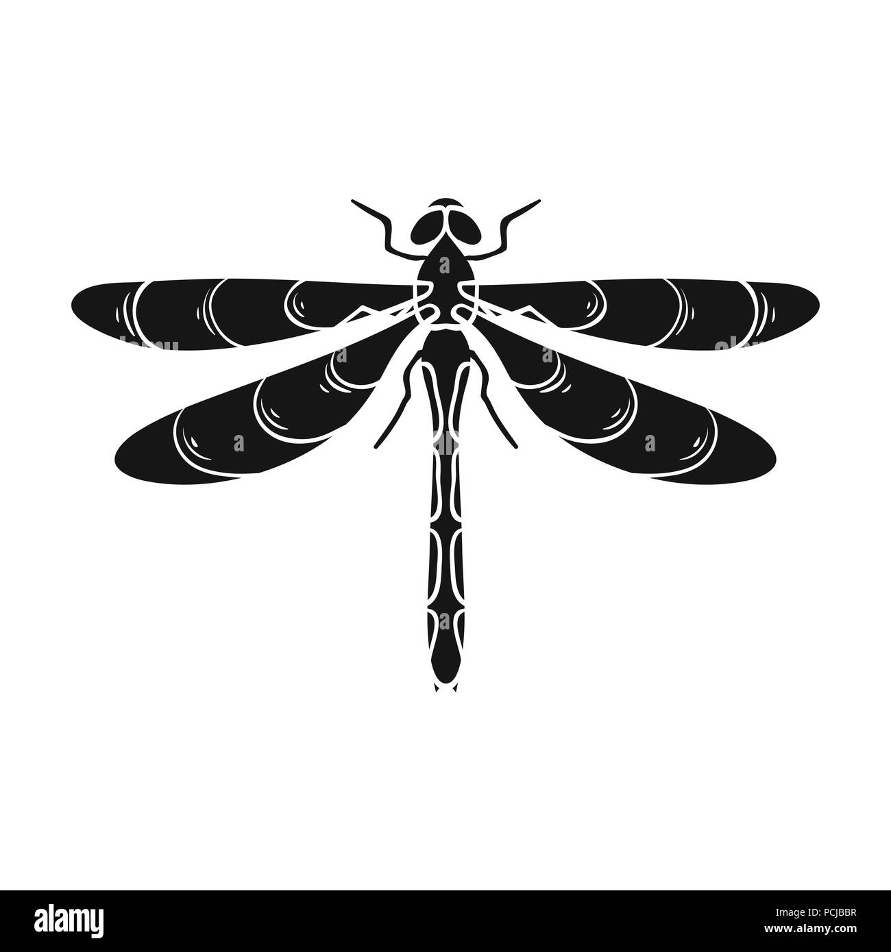 Dragonfly icon in black design isolated on white background. Insects ...