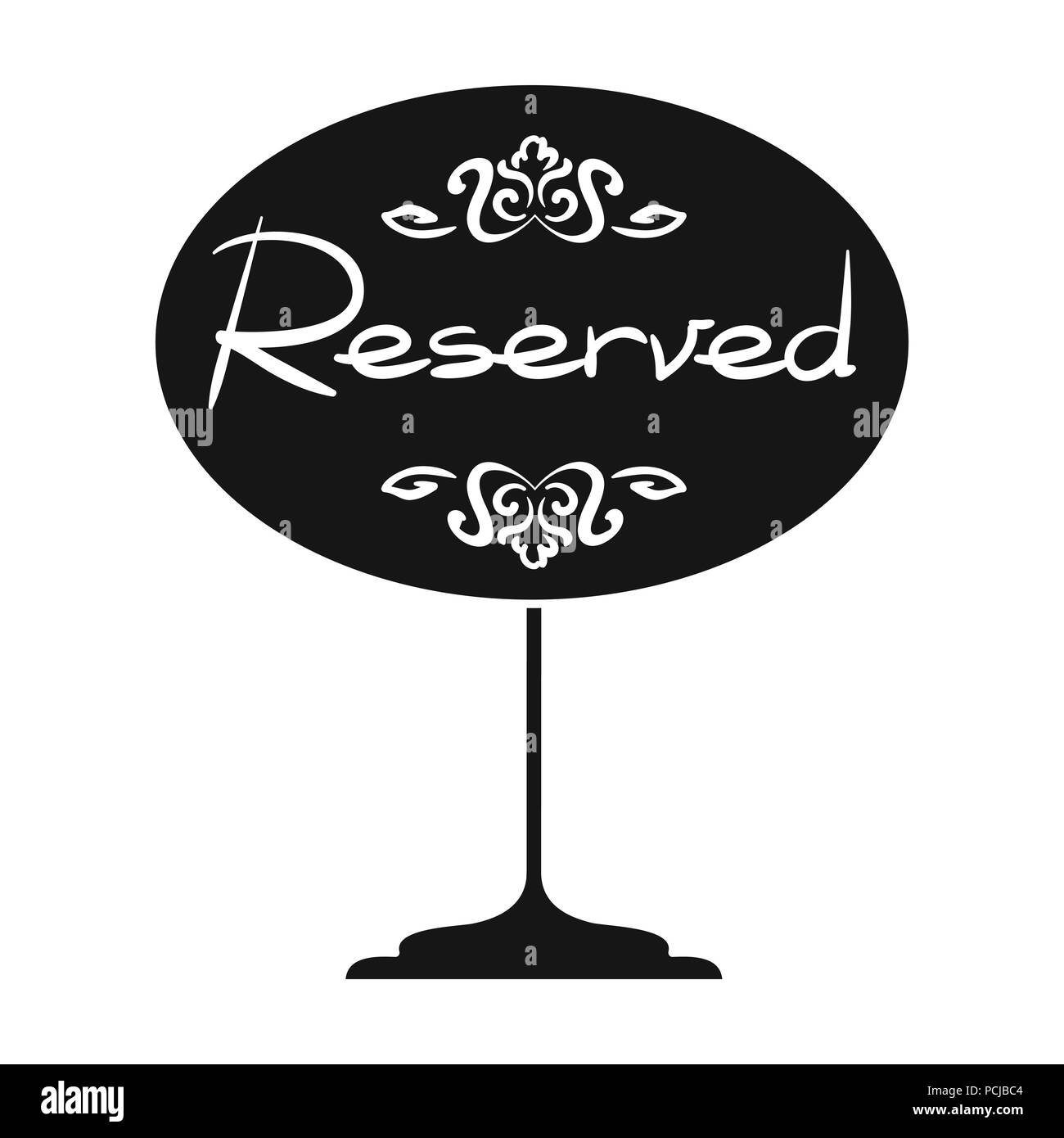 Restaurant golden reserved sign icon in black style isolated on white ...