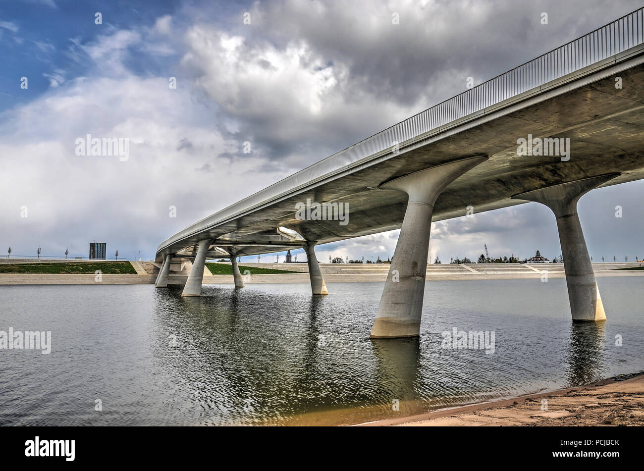 View of Lentloper bridge in Nijmegen, The Netherlands, crossing a newly ...