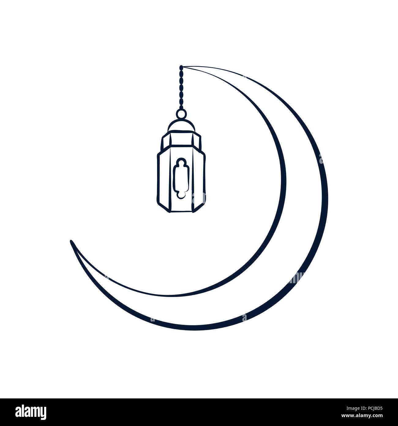 Crescent Lantern Outline Vector Illustration Graphic Design Stock ...