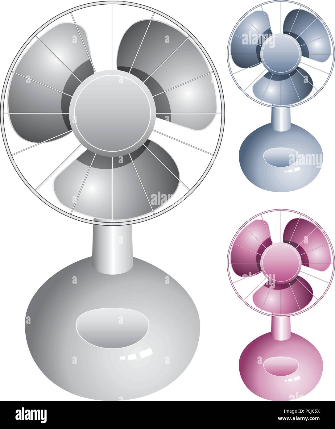 vector set of electric table fans on white background Stock Vector ...