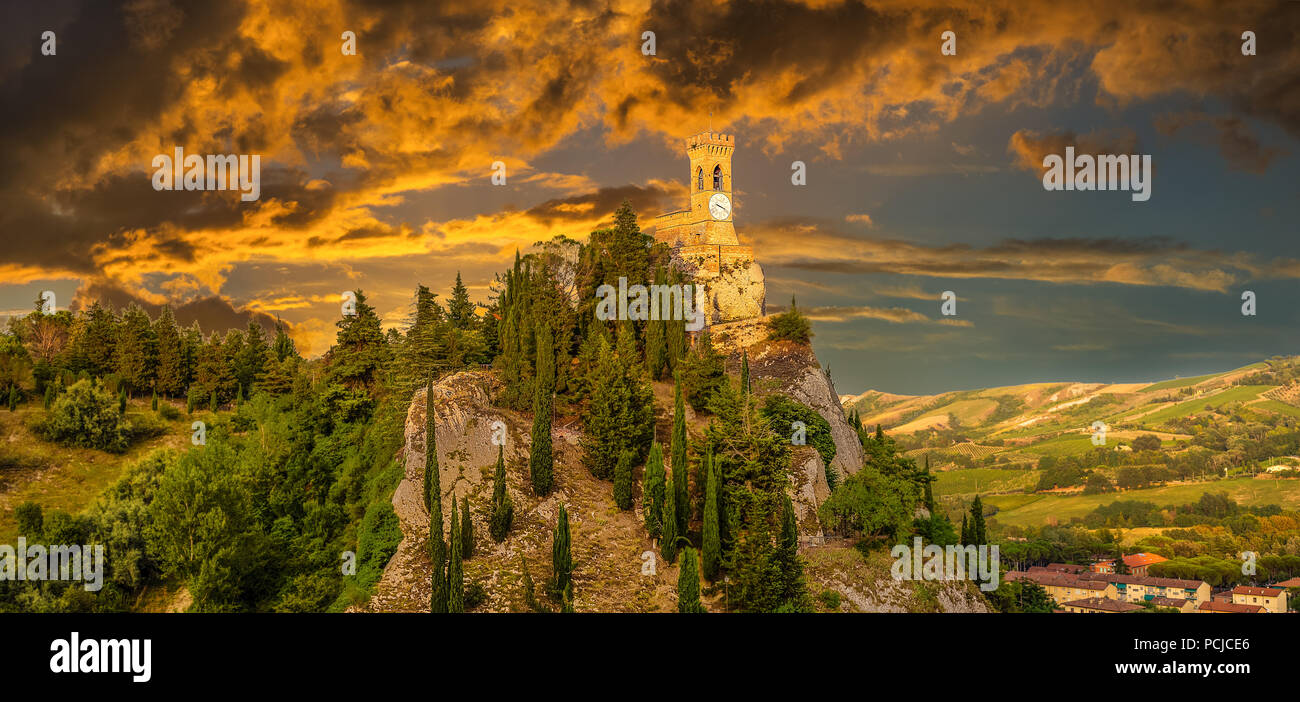 sunset on ancient clock tower Stock Photo - Alamy