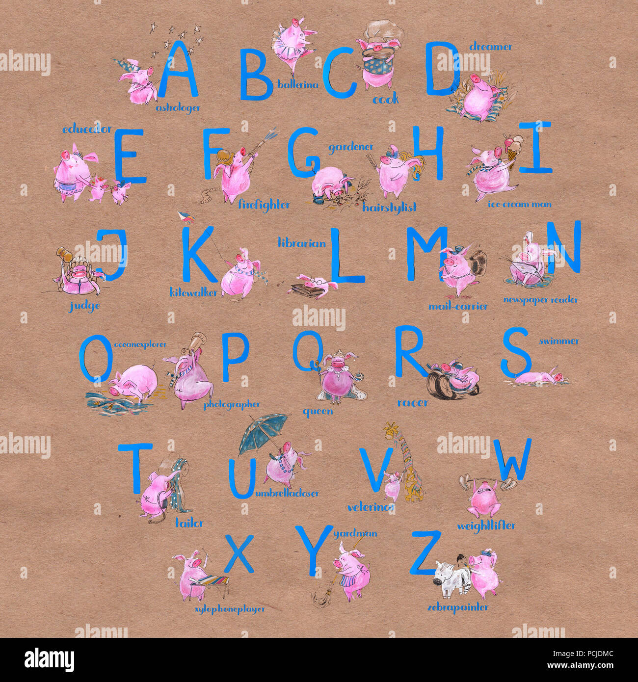 Education cartoon alphabet letters kids hi-res stock photography and ...