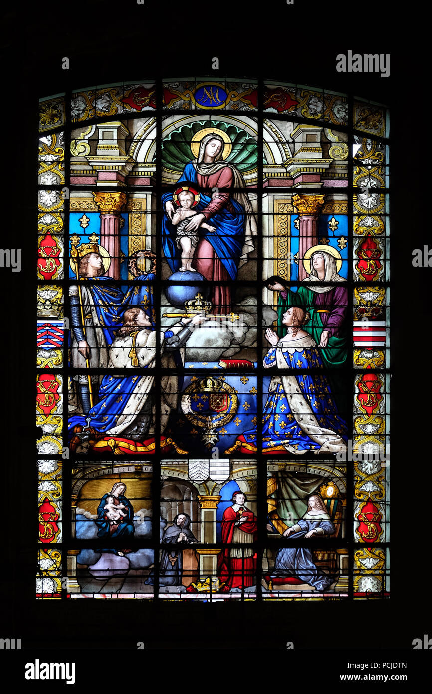 Mary and Child, King Louis IX holding the crown of thorns, King Louis ...