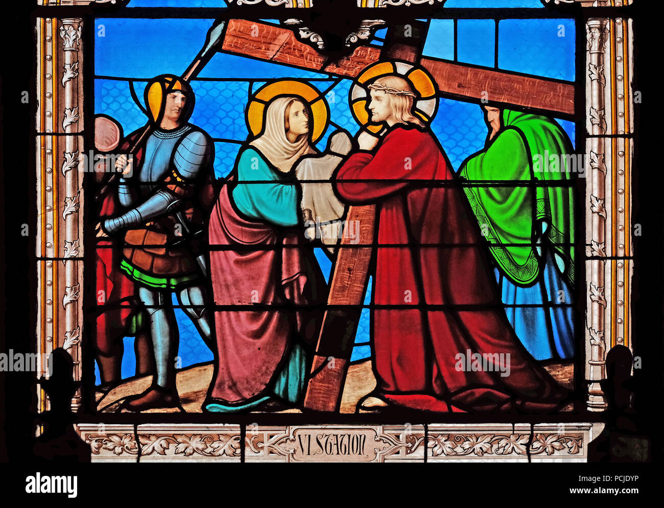 6th Stations of the Cross, Veronica wipes the face of Jesus, stained ...