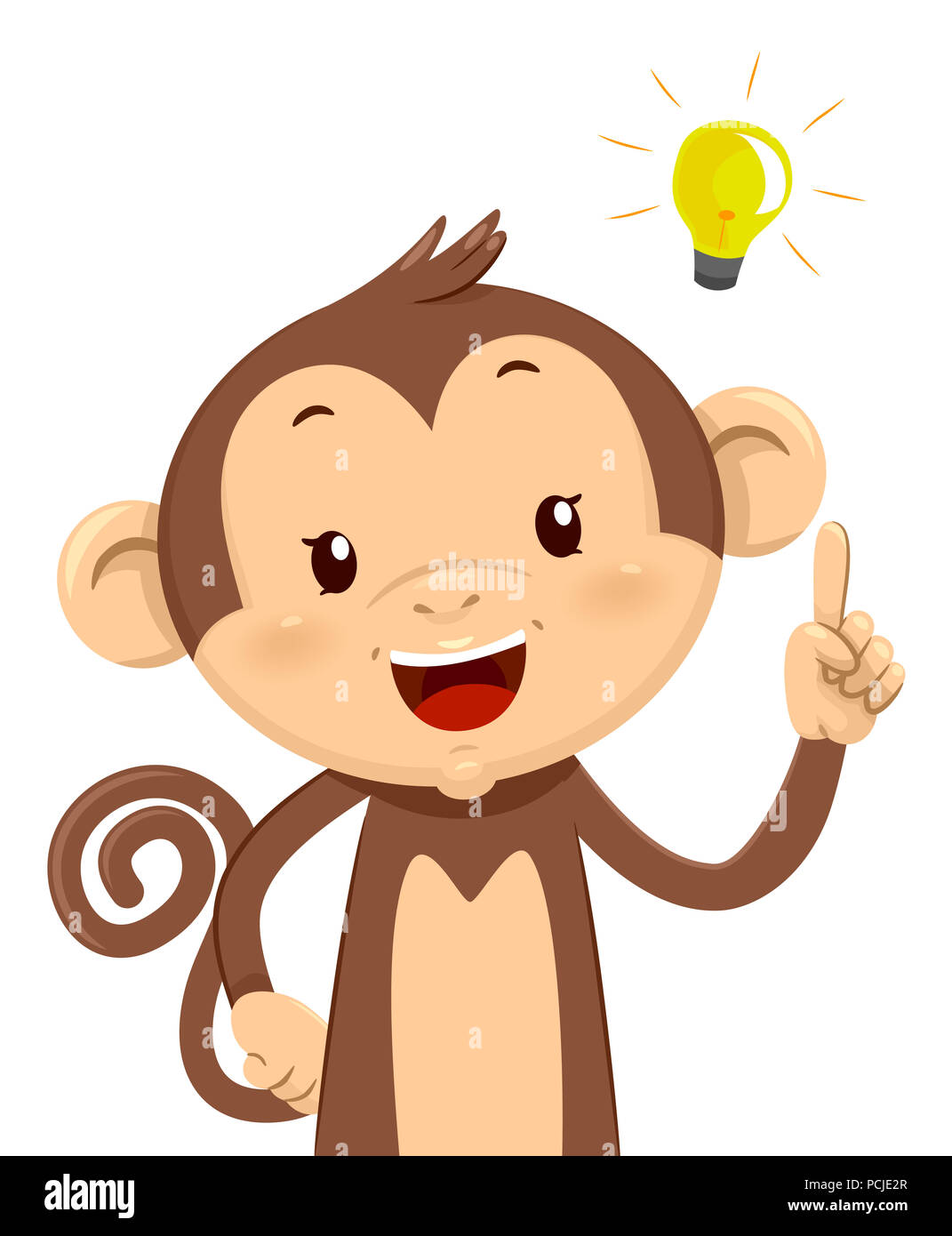 Illustration of a Monkey Mascot with a Light Bulb Having an Idea ...