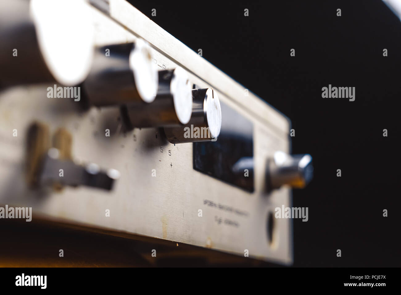 old Soviet audio amplifier, volume controls closeup Stock Photo - Alamy