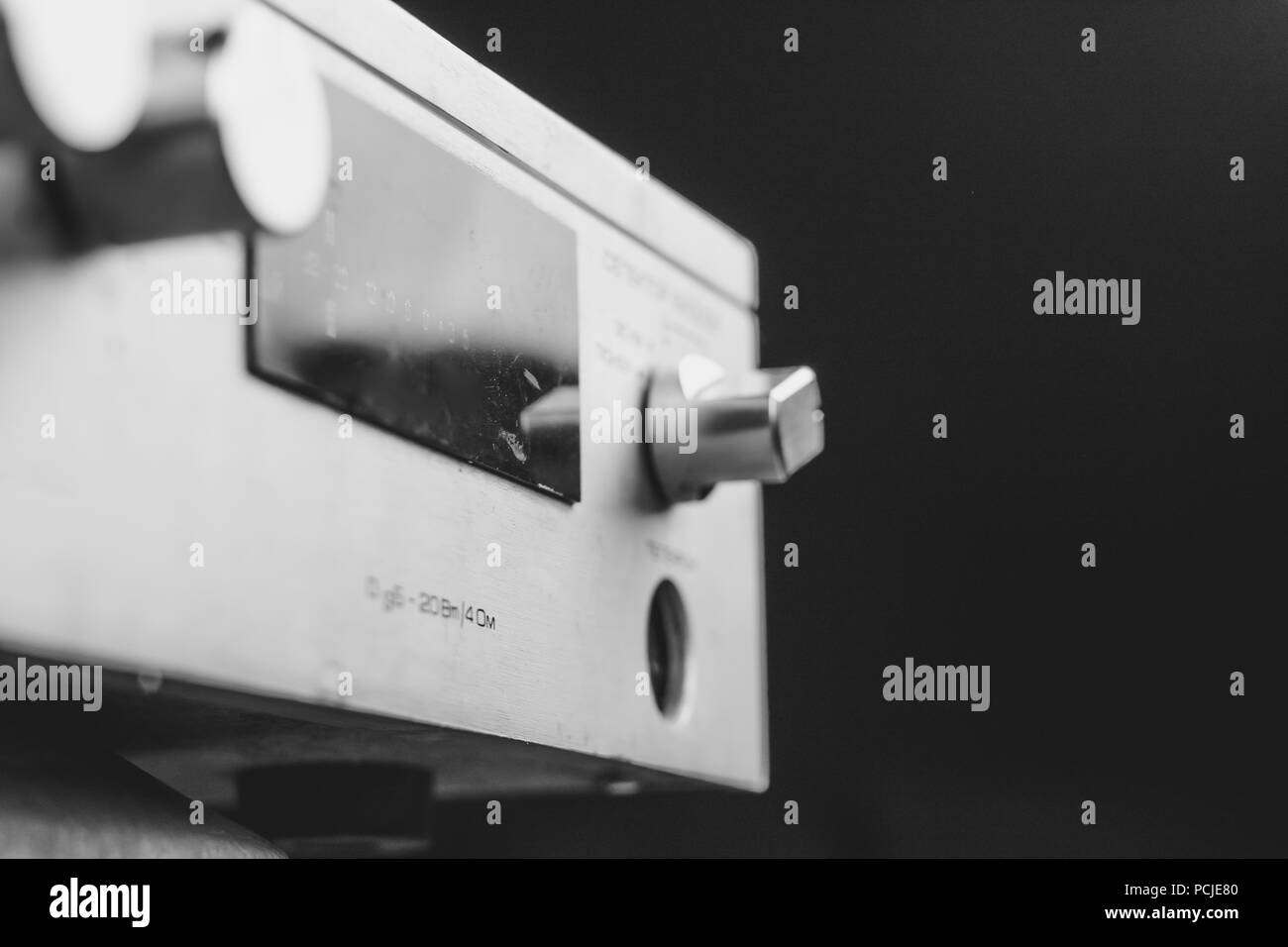 old Soviet audio amplifier, volume controls closeup Stock Photo - Alamy