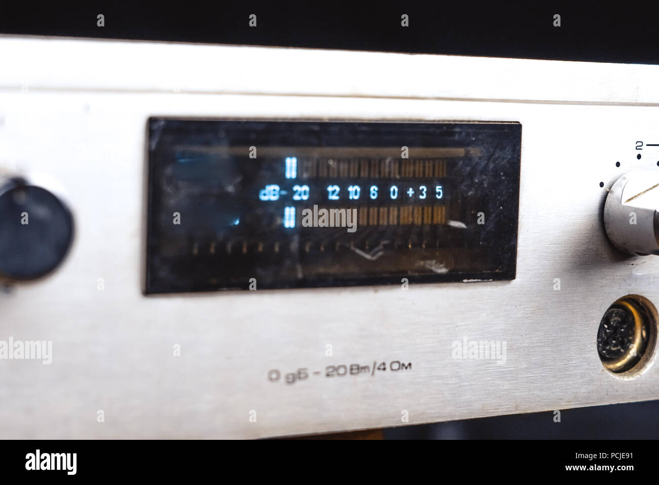 old Soviet audio amplifier, volume controls closeup Stock Photo - Alamy