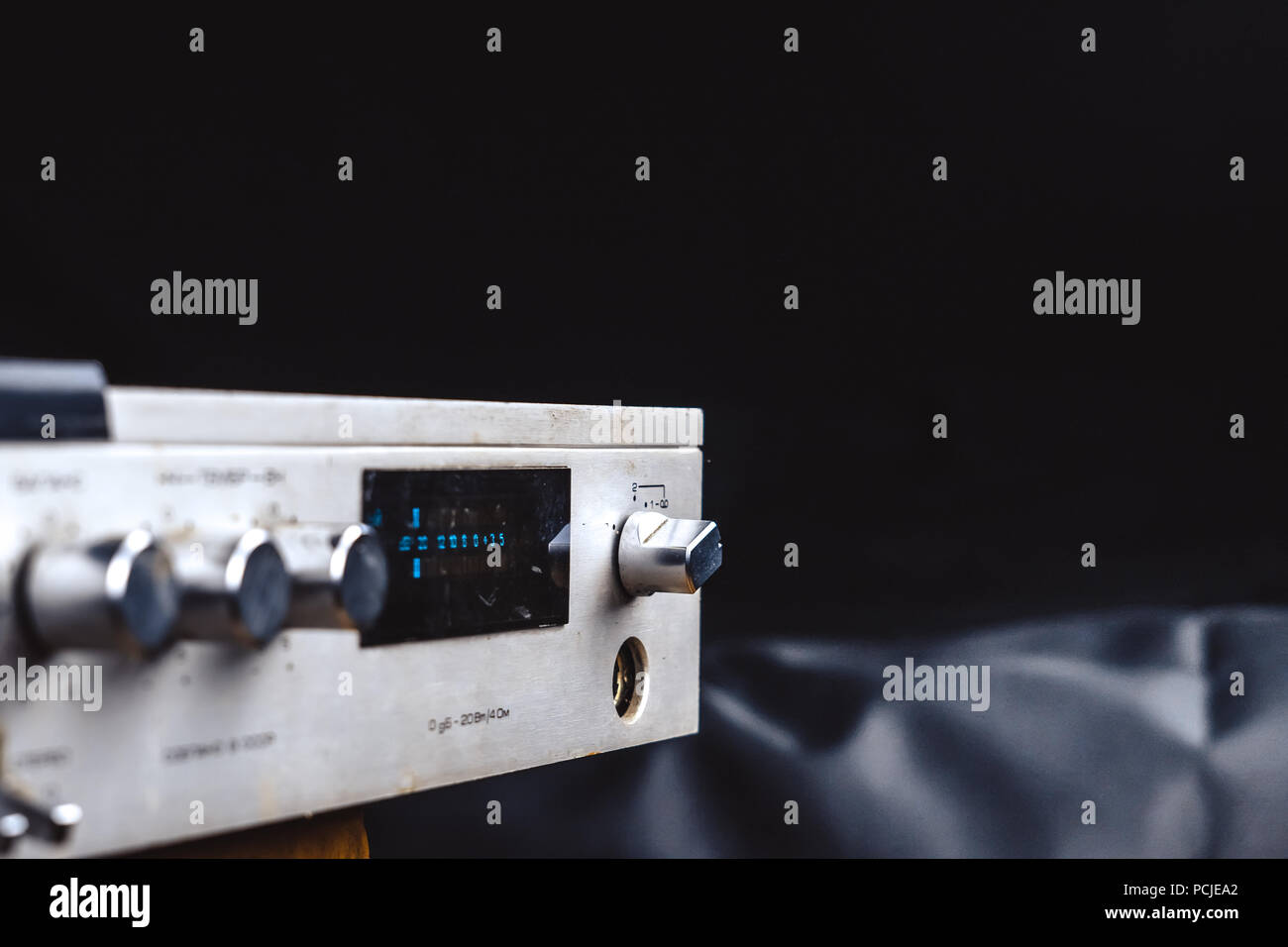 old Soviet audio amplifier, volume controls closeup Stock Photo - Alamy