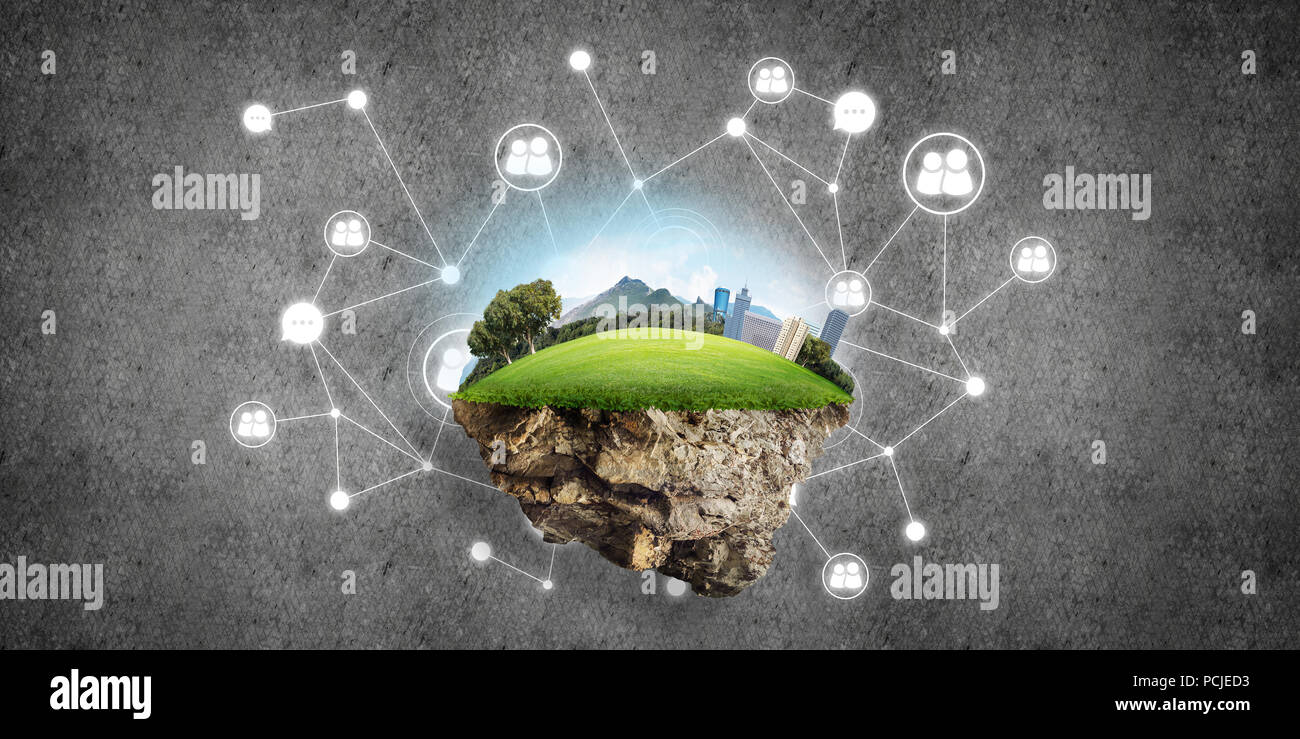 Concept of modern networking technologies and eco green construction ...
