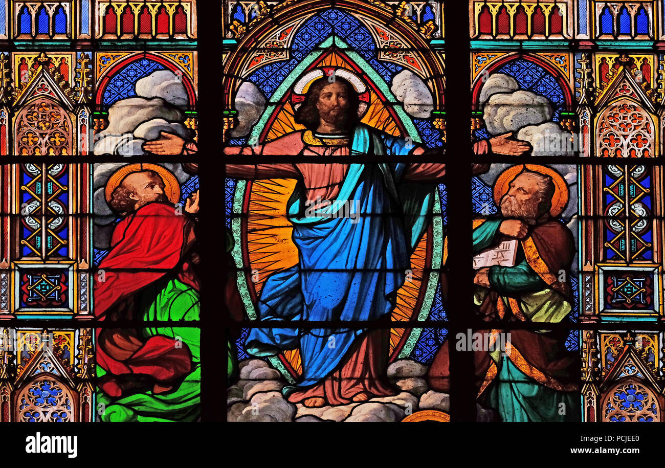 Transfiguration of Jesus, stained glass windows in the Saint Eugene ...
