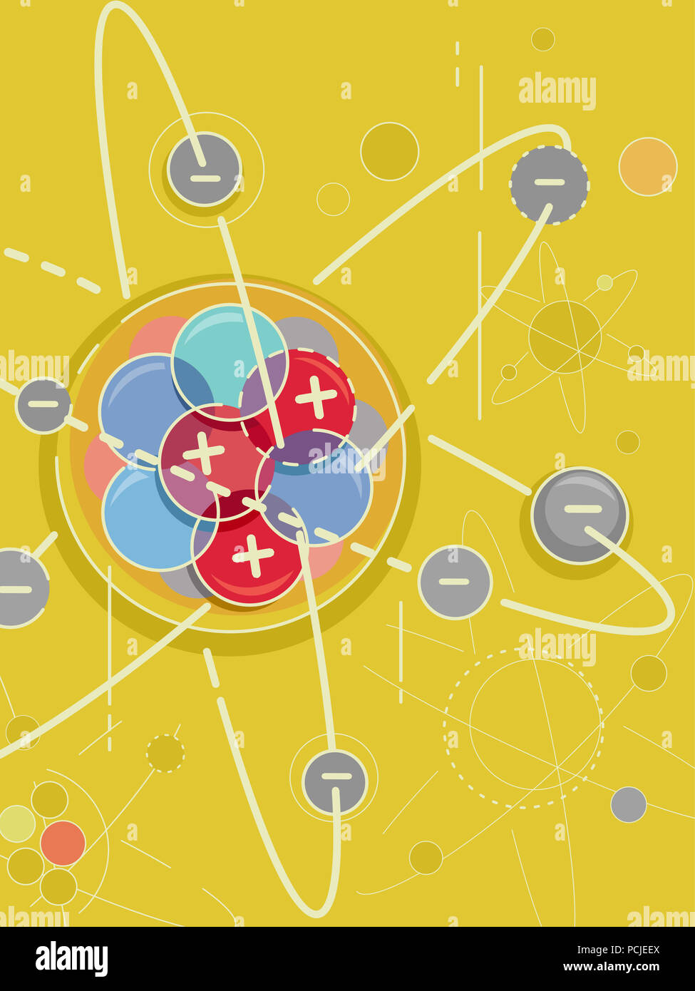 Background Illustration of an Abstract Atom with Negative and Positive ...