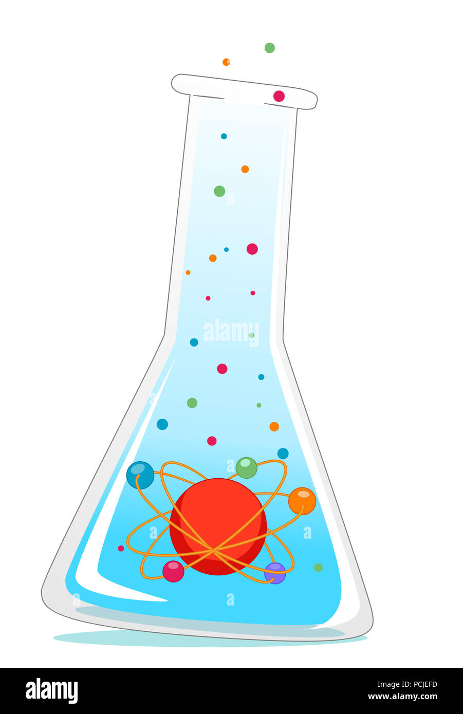 Illustration of an Atom Inside a Flask as part of an Experiment Stock ...