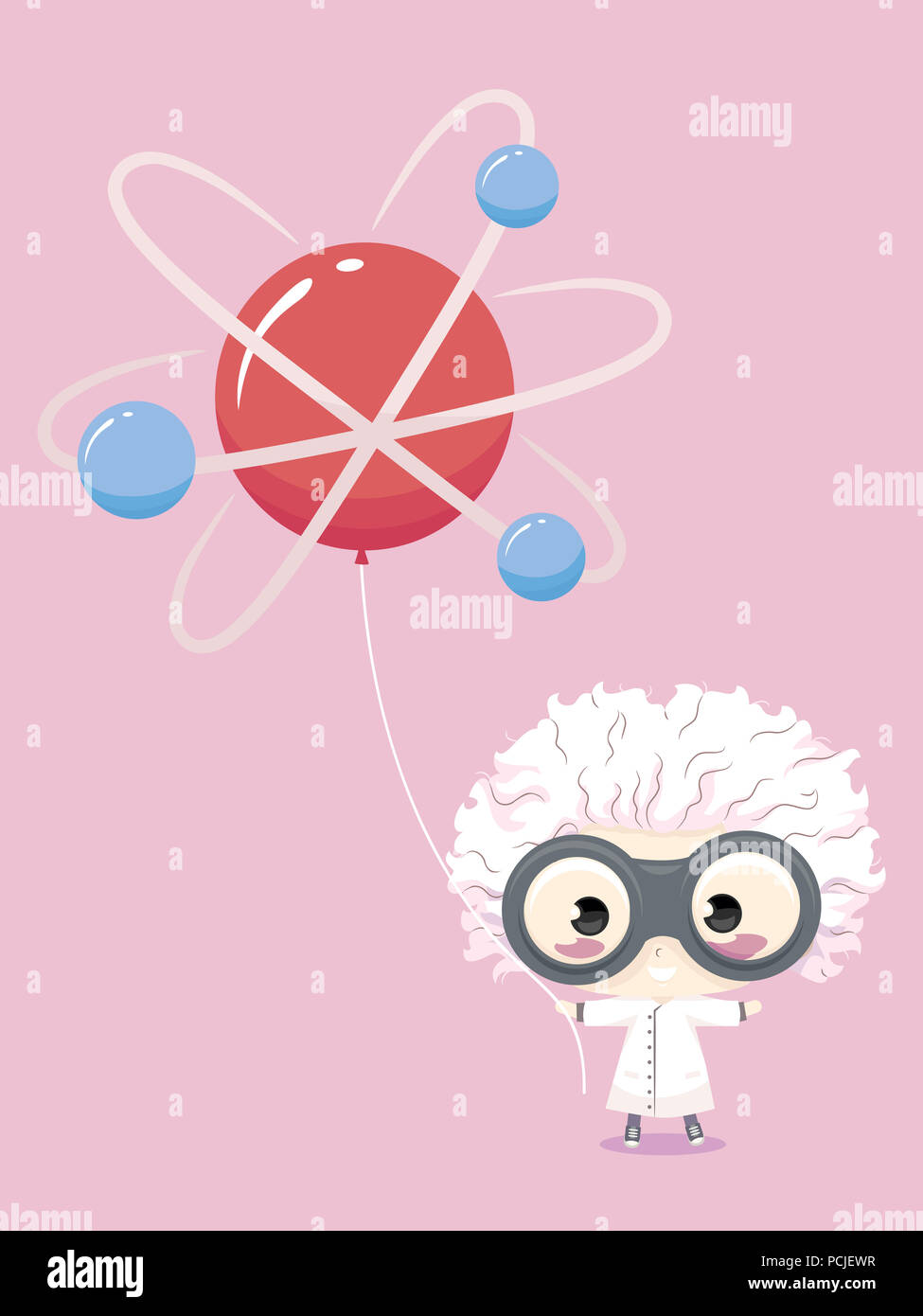 Illustration of a Kid Boy Wearing Lab Gown and Glasses Holding an Atom ...