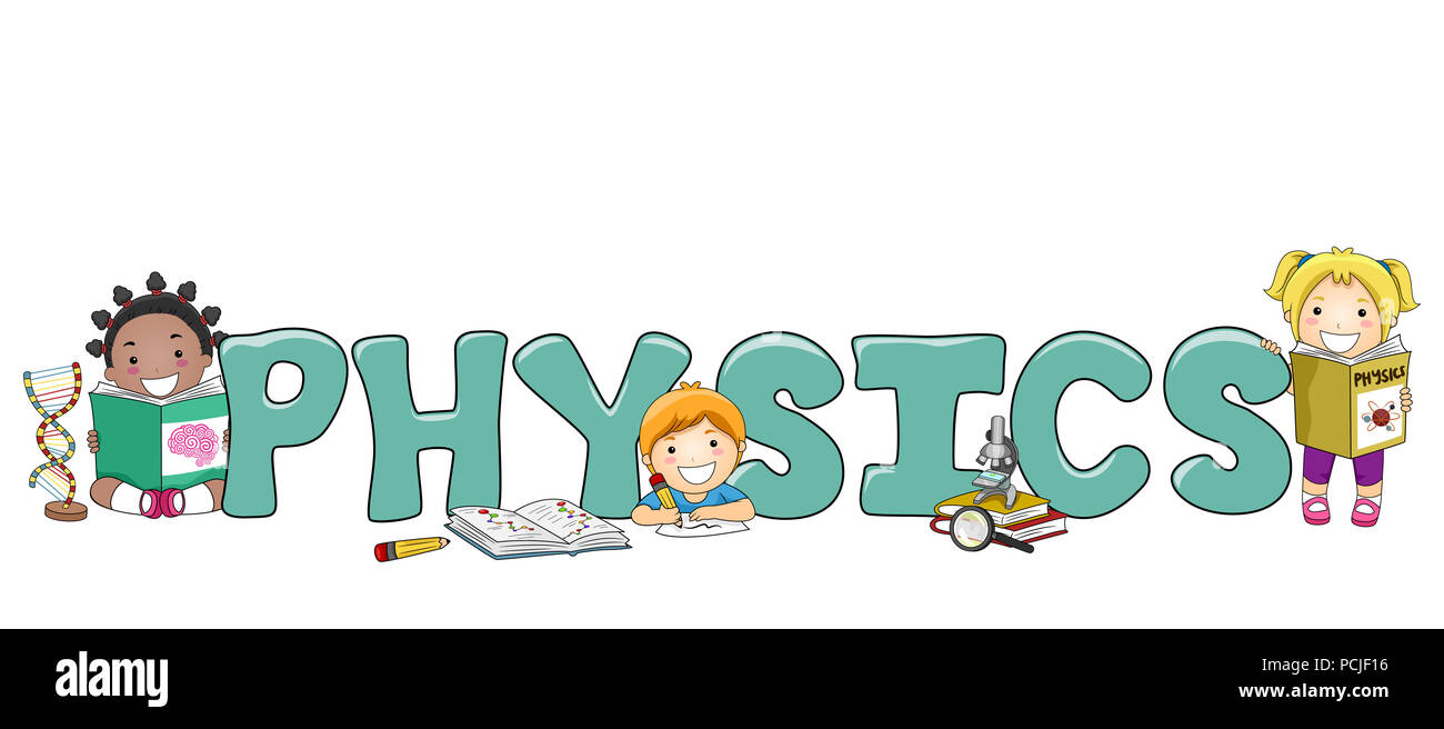 Illustration of Kids Reading Physics Books with Other Elements Stock ...