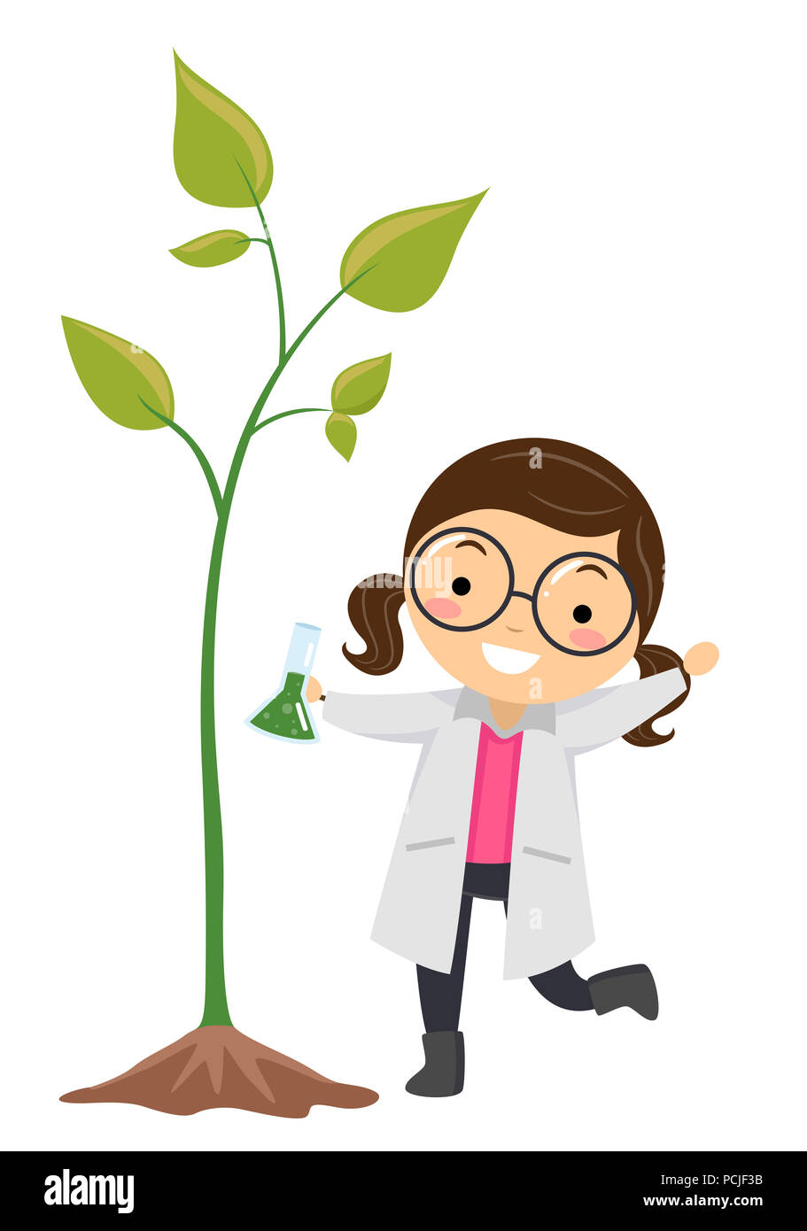 Illustration of a Stickman Kid Girl Wearing White Gown Holding Flask ...