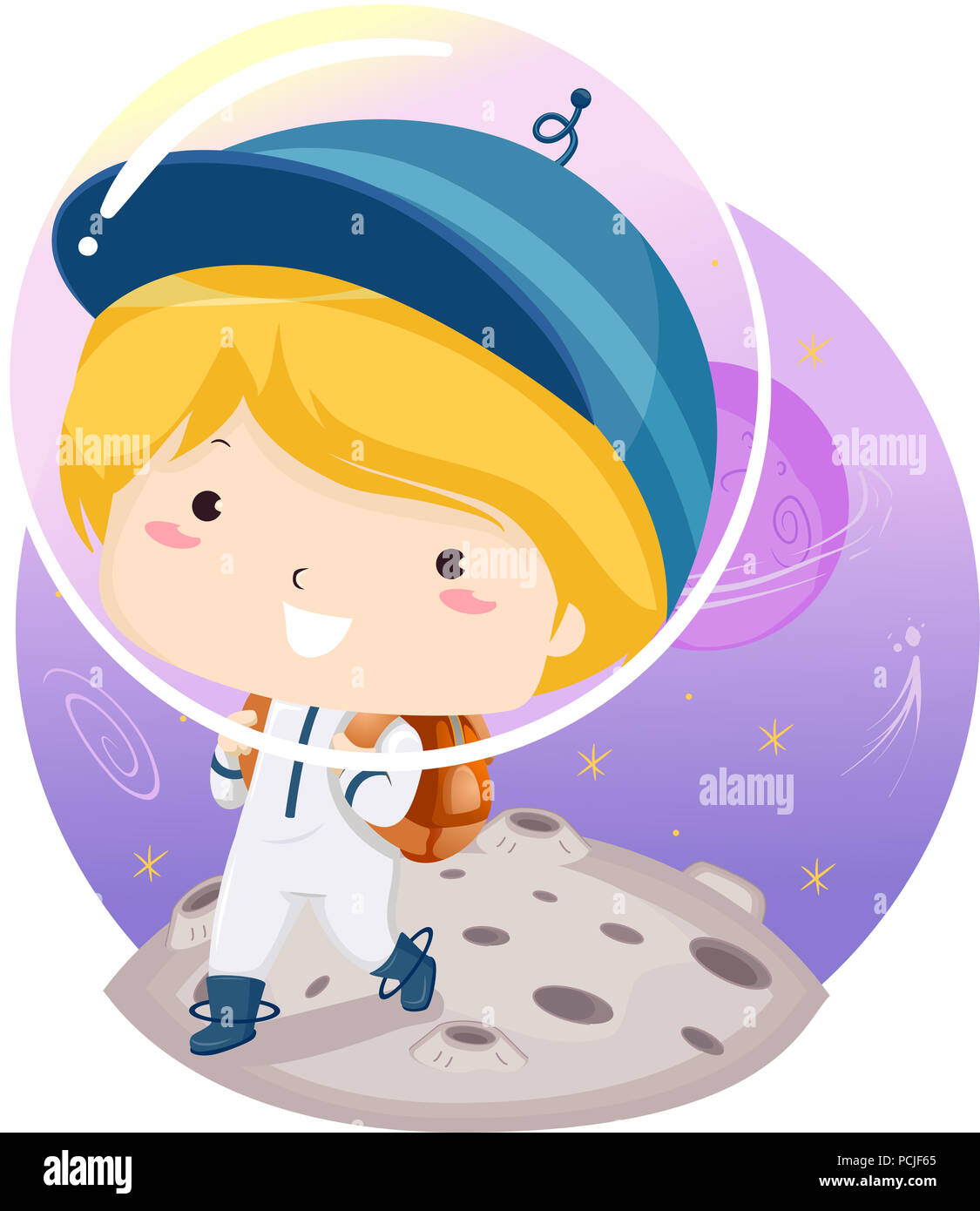 Illustration of a Kid Boy Astronaut Student with Backpack Going to ...