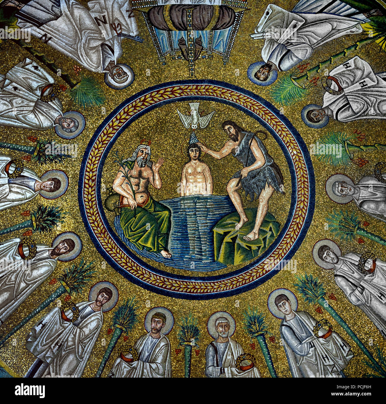 Baptism of Jesus by Saint John the Baptist in the Baptism of Jesus The Arian baptistry in ...