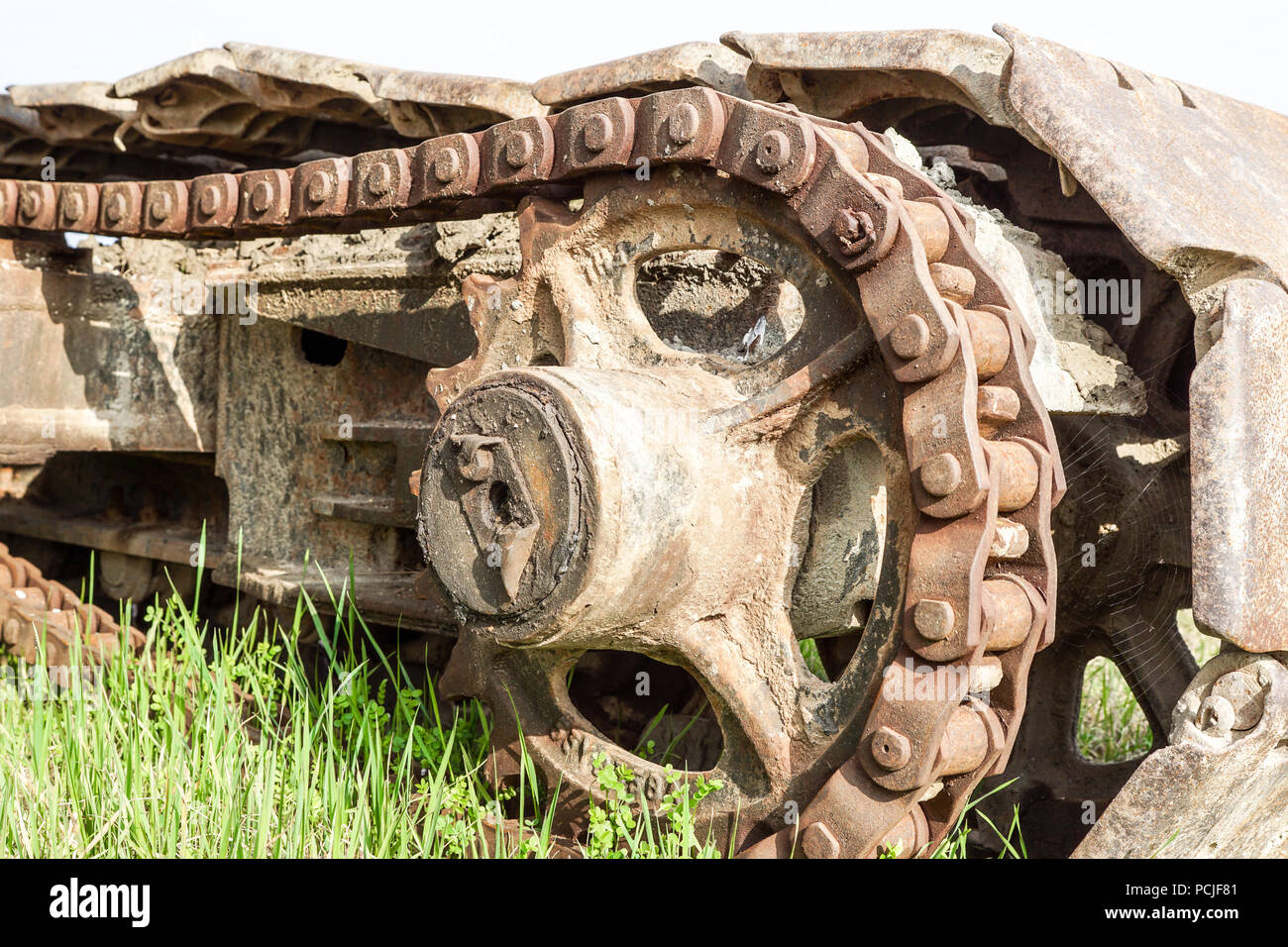 Tank tracks . old Bulldoze tracks Stock Photo - Alamy