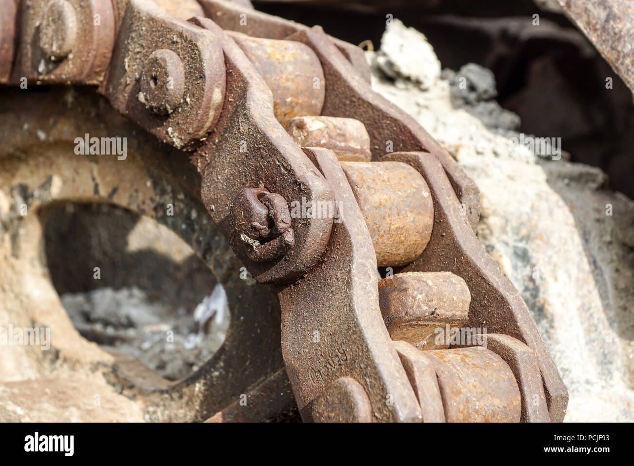 Tank tracks . old Bulldoze tracks Stock Photo - Alamy